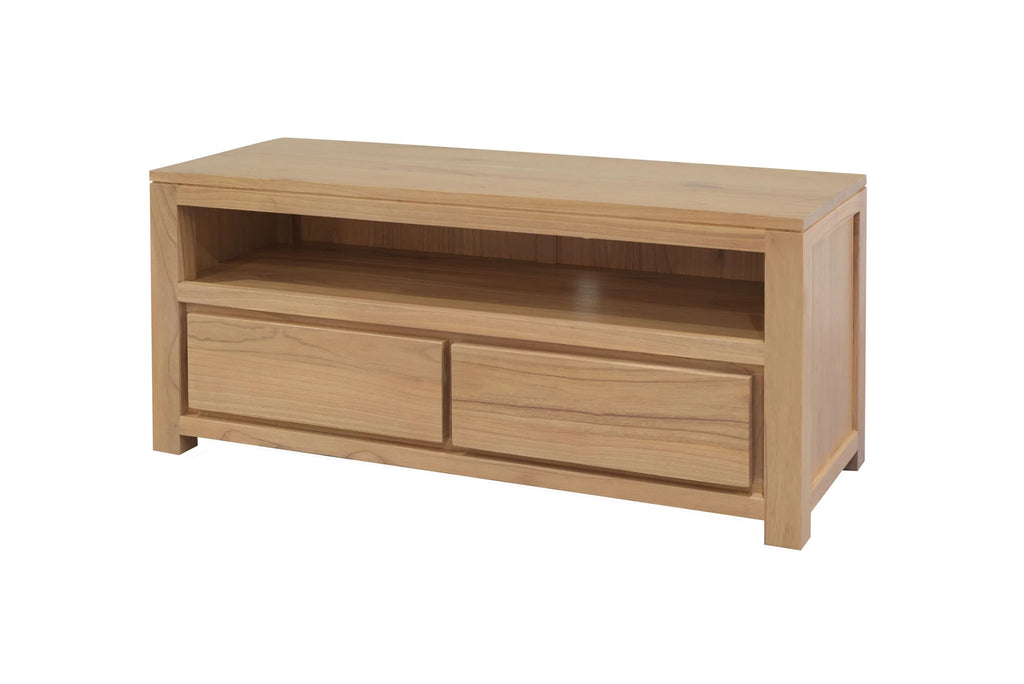 Amsterdam 2 Drawer Solid Mindi Timber Entertainment Unit (Natural ...