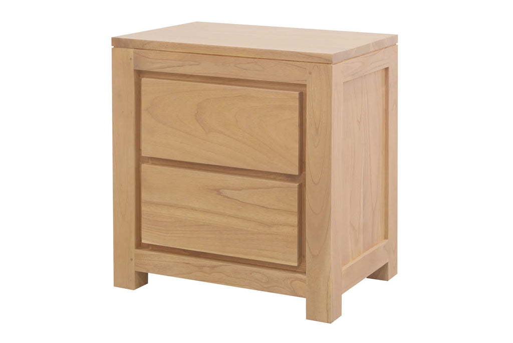 Amsterdam Solid Mindi Timber 2 Drawer Bedside Table (Natural) – Our Baylor